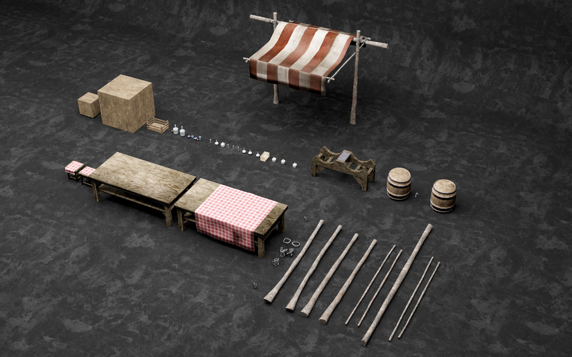 3D model Medieval Alchemy Shop Low Poly include 49 Model VR / AR / low ...