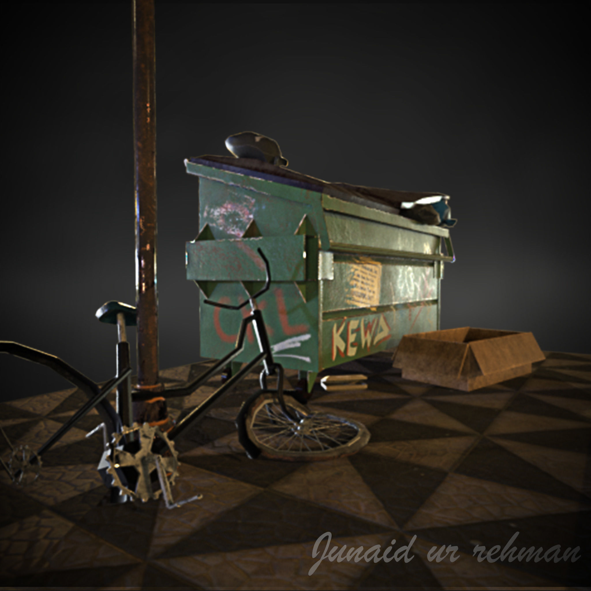 Dumpster prop Game ready asset 3D model | CGTrader