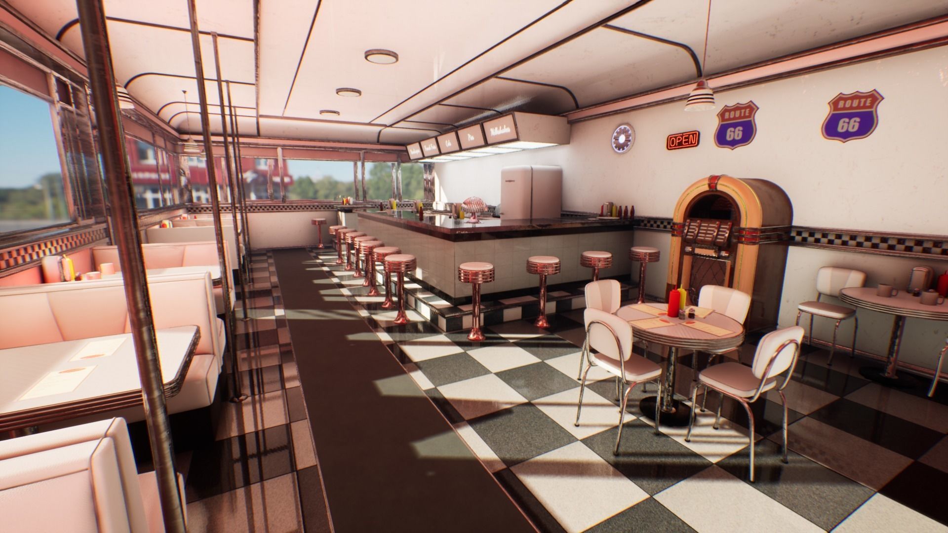 3D model Modular Vintage American Diner Asset Pack UE4 UE5 Blender FBX ...