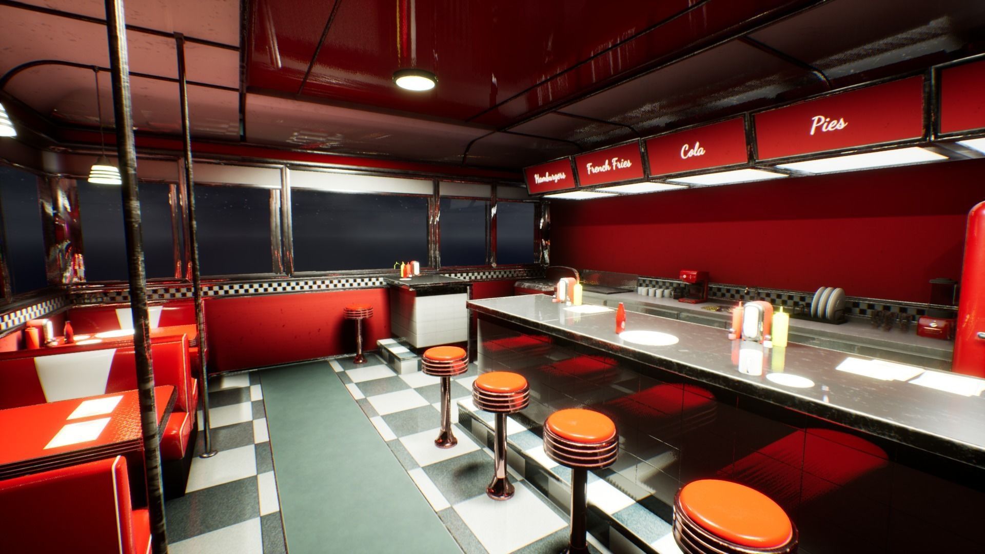 3D model Modular Vintage American Diner Asset Pack UE4 UE5 Blender FBX ...