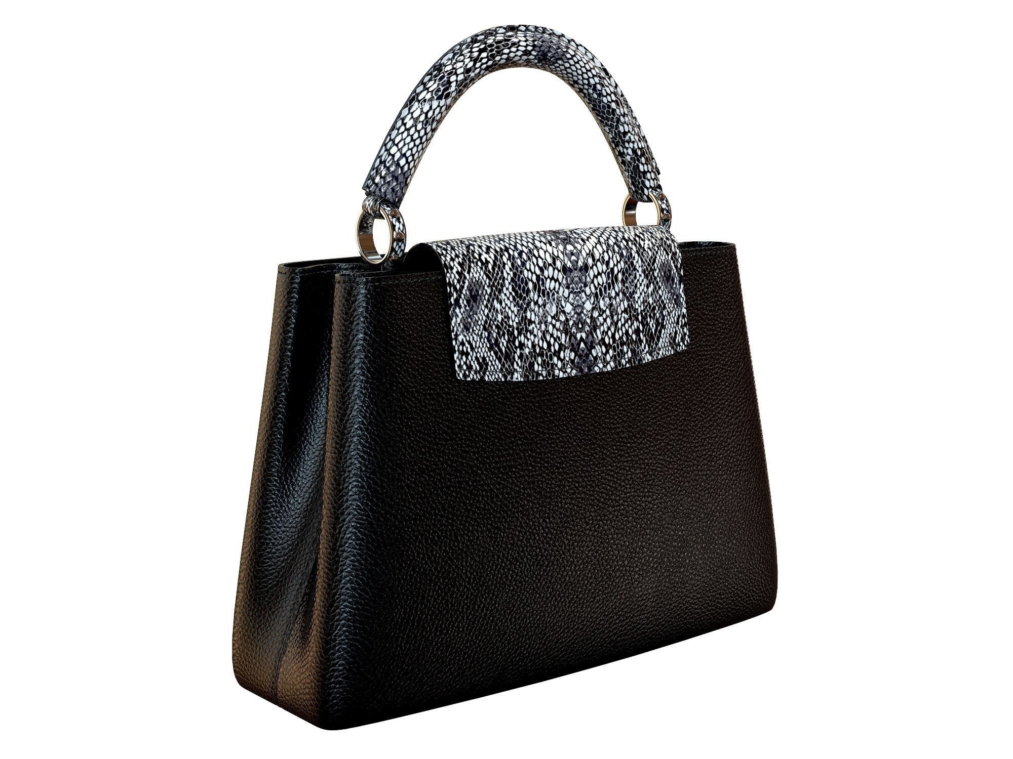Louis Vuitton bag Capucines BlackWhite Snake Leather 3D model | CGTrader