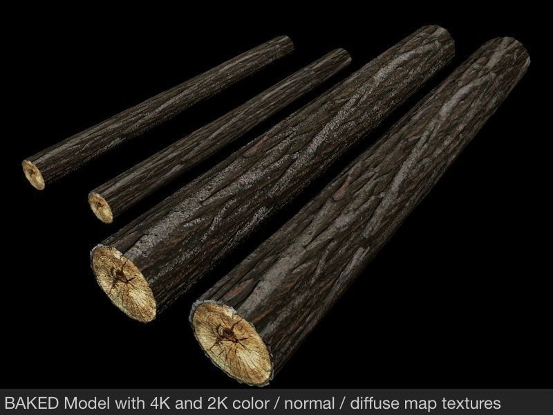 3D model Elm Tree Timberwood Logs VR / AR / low-poly | CGTrader