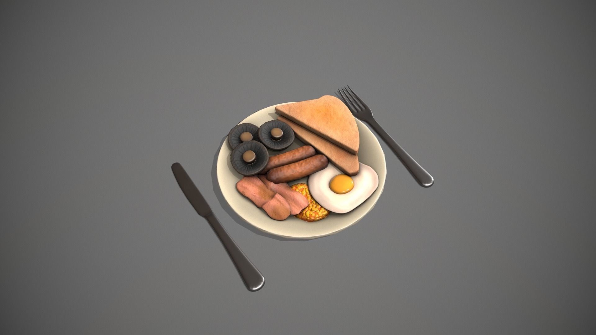 3D model Stylized Full English Breakfast VR / AR / low-poly | CGTrader