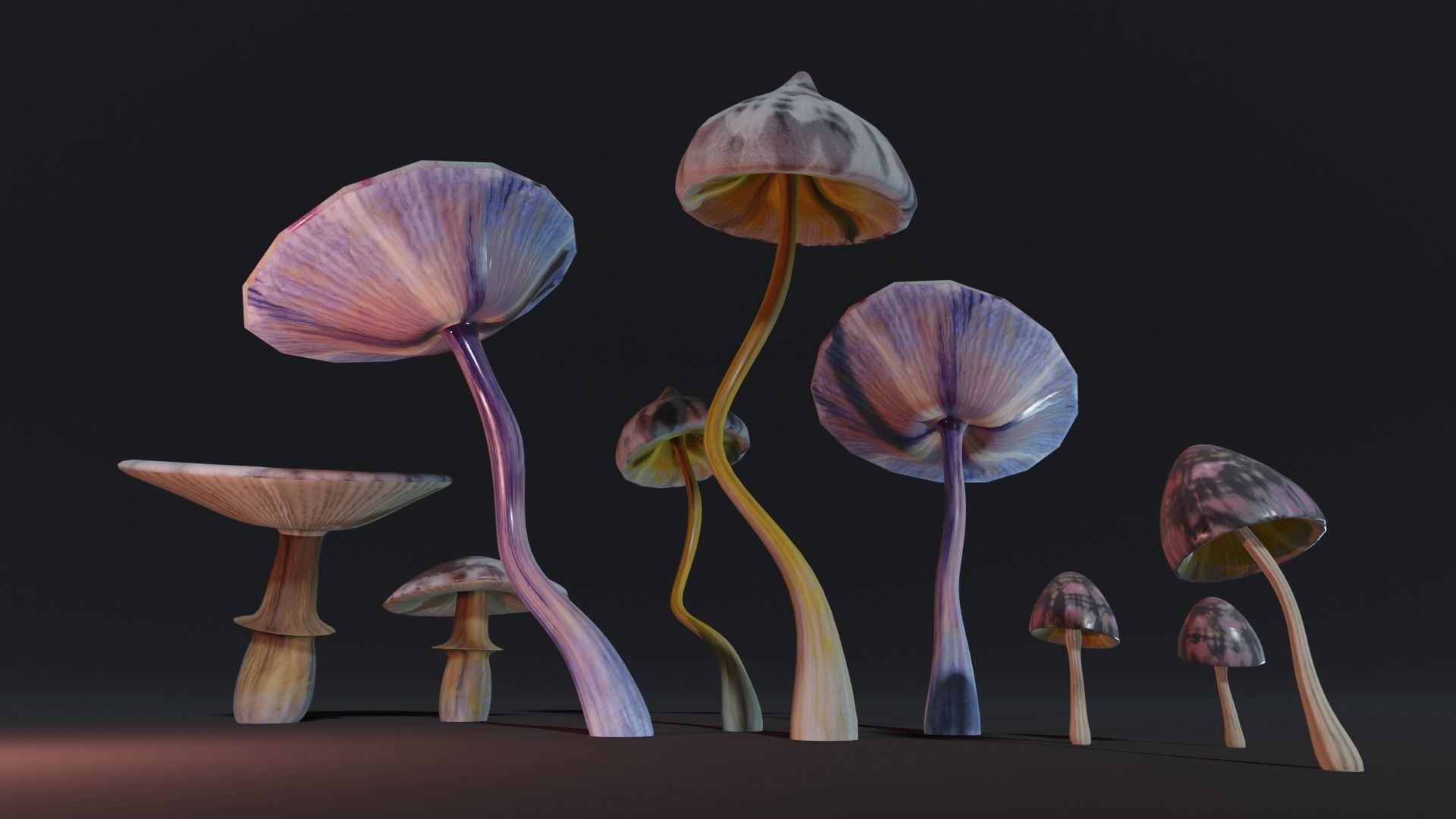 3D model Mushroom collection three mushrooms VR / AR / low-poly | CGTrader