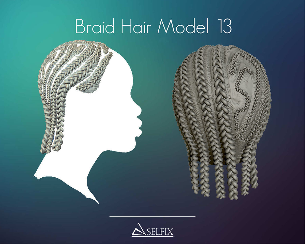 Braid Hairstyle 13 3D model 3D printable | CGTrader