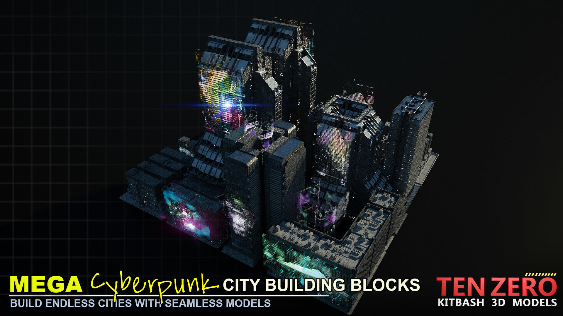 MEGA CYBERPUNK CITY BUILDING BLOCKS 3D model | CGTrader