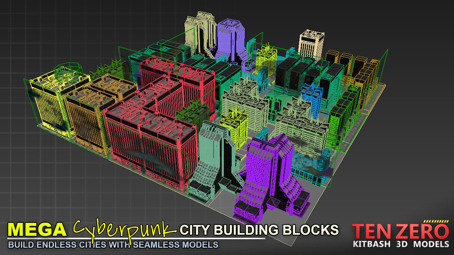 MEGA CYBERPUNK CITY BUILDING BLOCKS 3D model | CGTrader