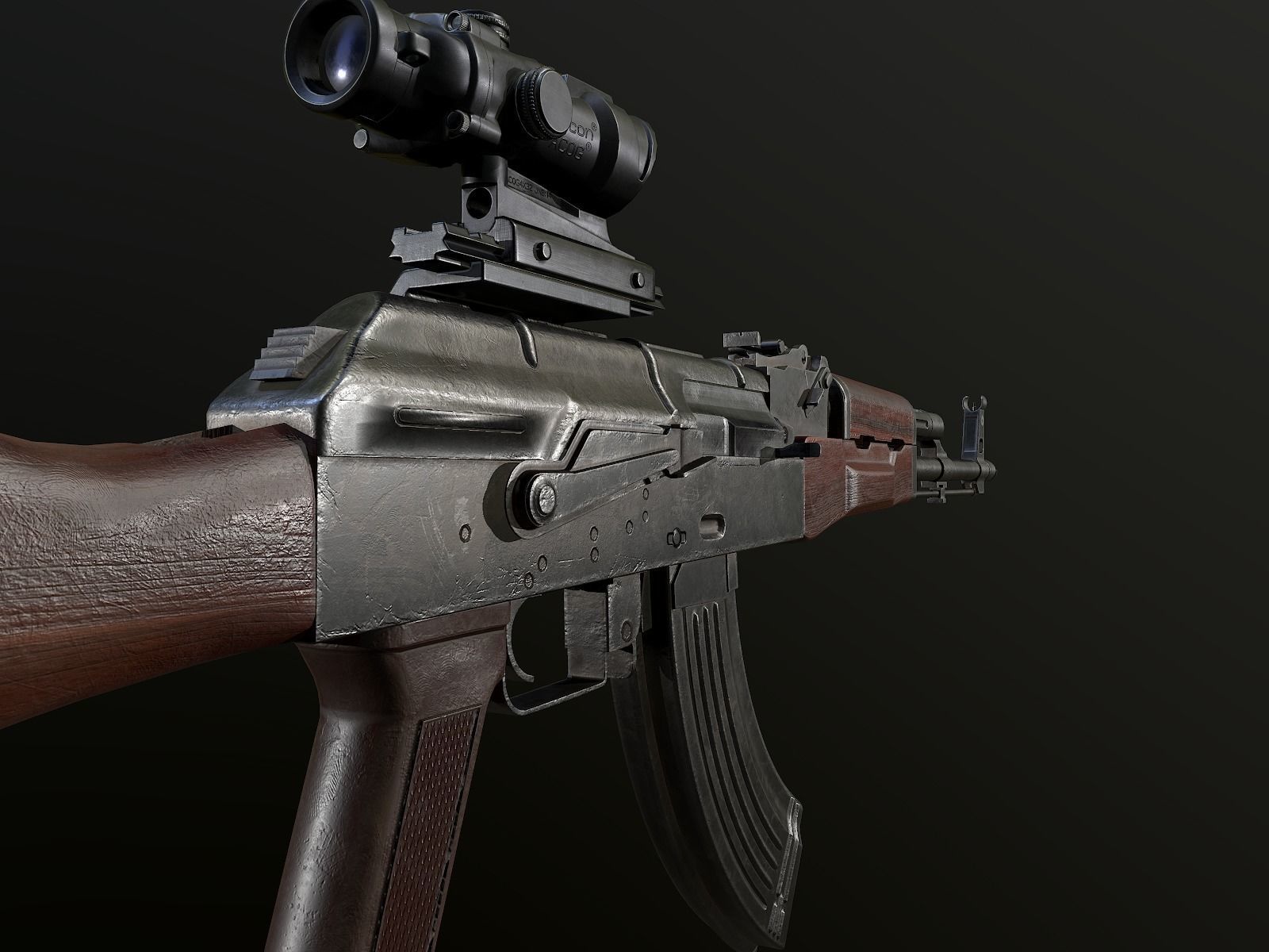 3D model AK-47 Rifle with Acog Scope PBR VR / AR / low-poly | CGTrader