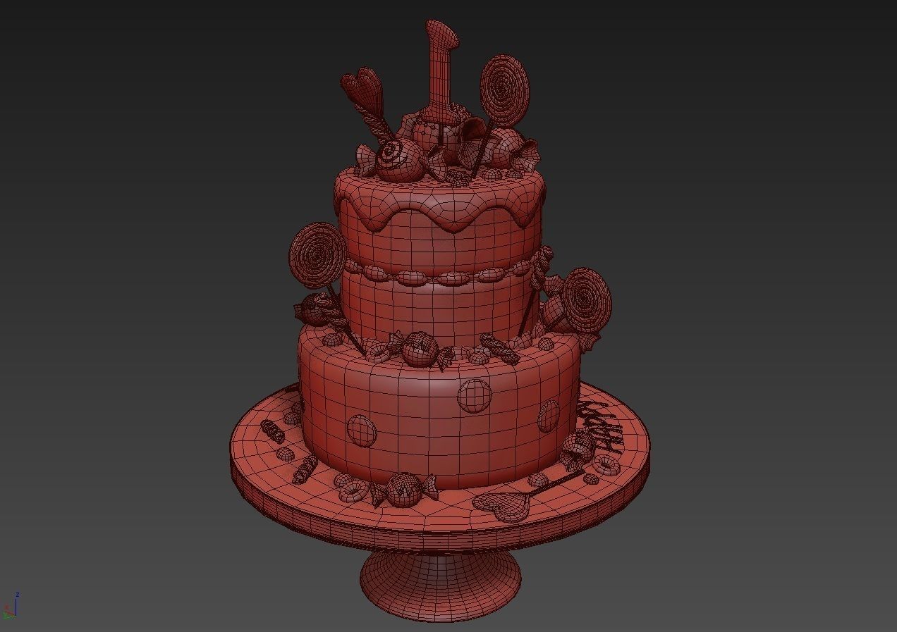 Kids Birthday Candy Cake 3D model | CGTrader