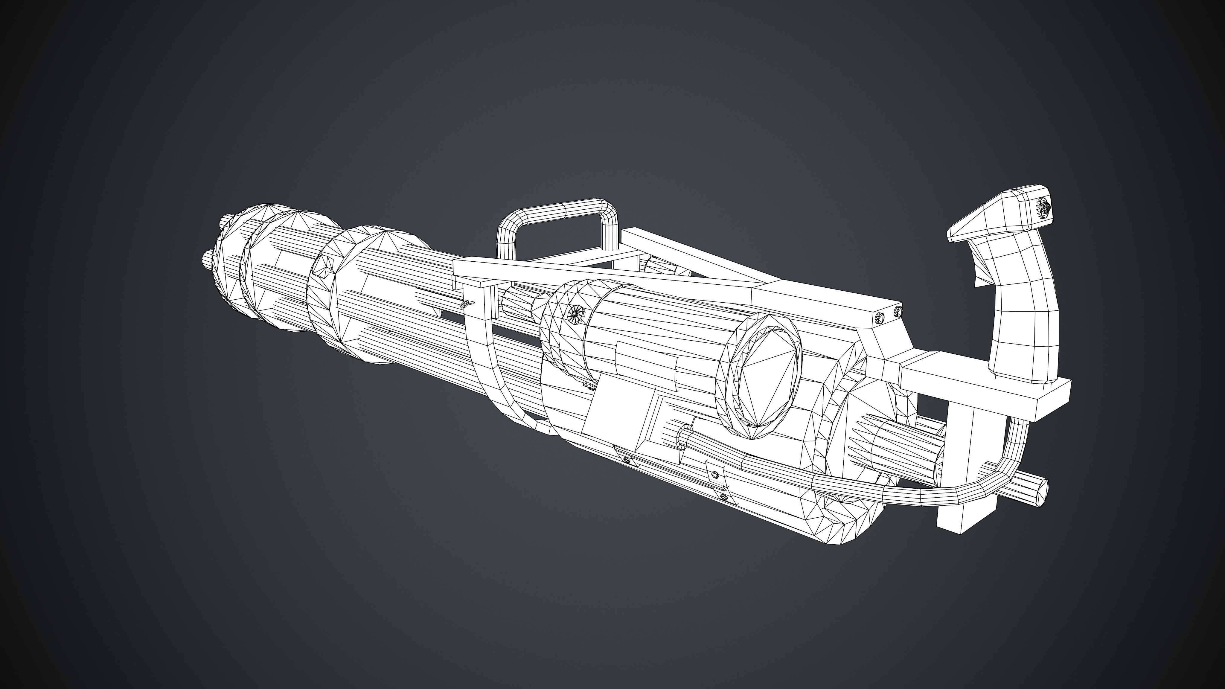 3D model M134 Minigun Red Rust and Damaged VR / AR / low-poly | CGTrader