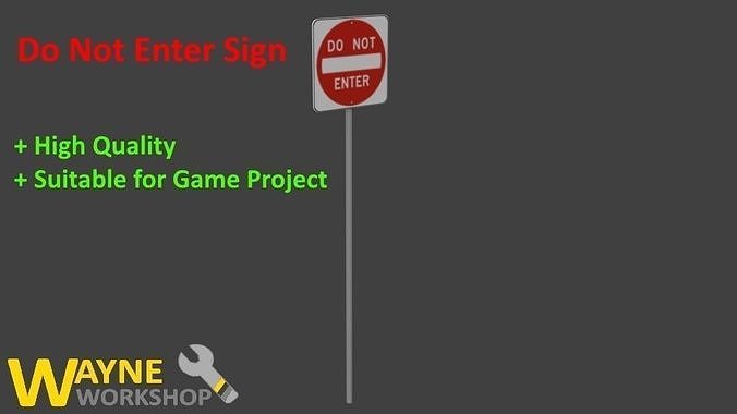 3D model Do Not Enter Traffic Sign VR / AR / low-poly | CGTrader