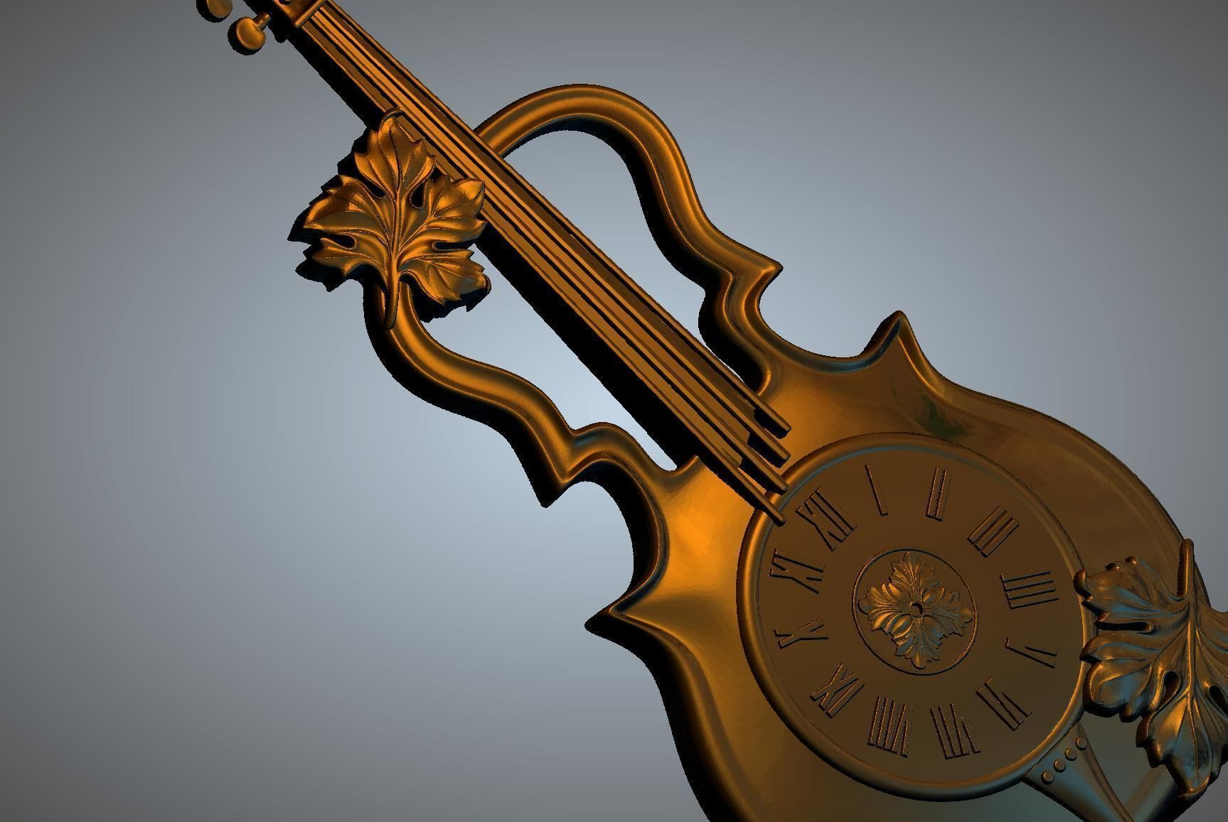 violin wall clock 3D model 3D printable | CGTrader