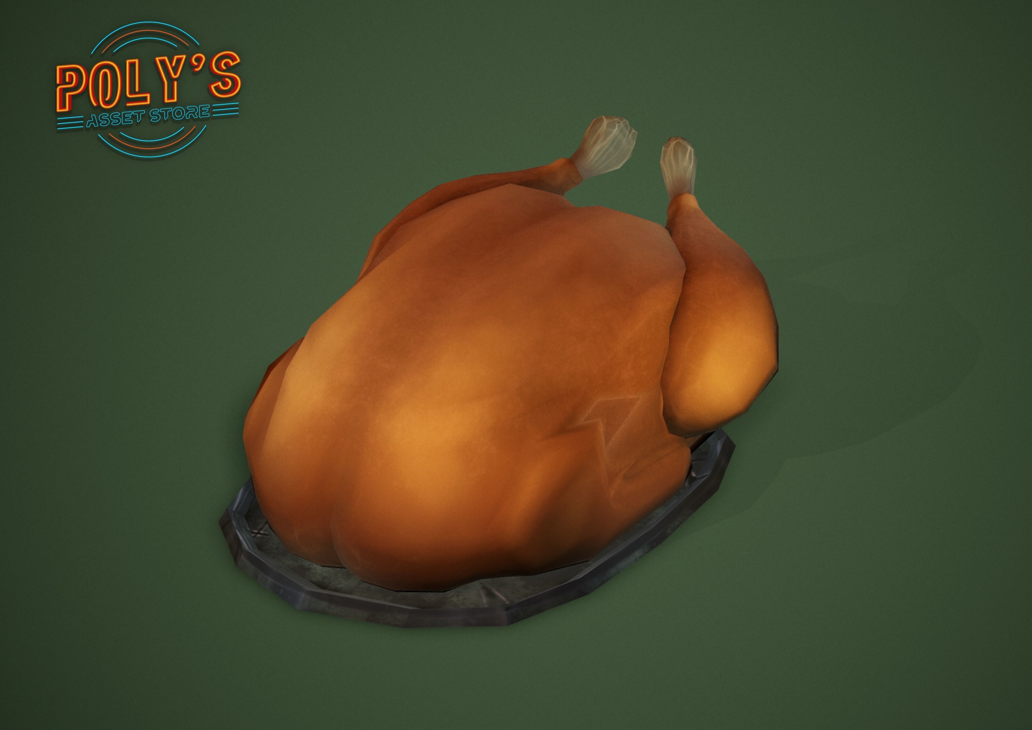 Roast Chicken - Low Poly Stylized free VR / AR / low-poly 3D model ...