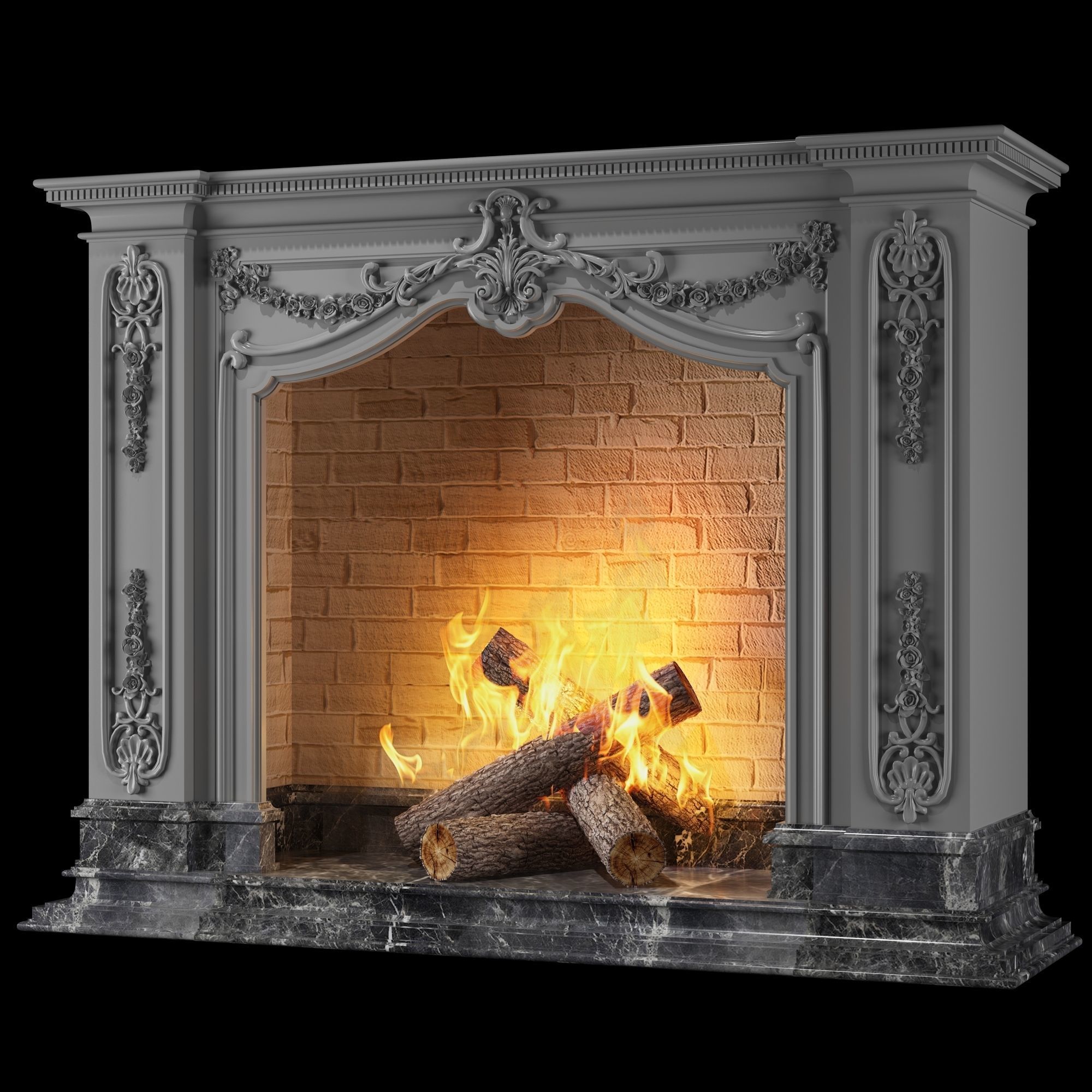 classical fireplace set 3D model | CGTrader