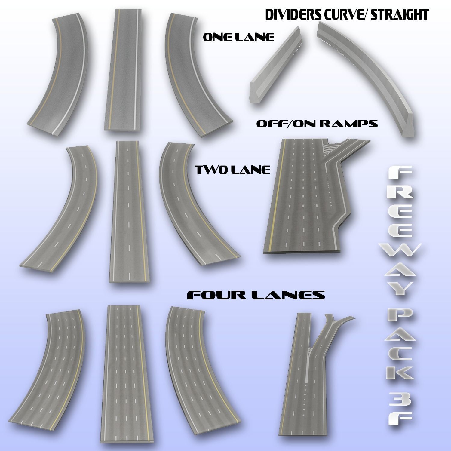 Freeway pack 3f 3D model | CGTrader