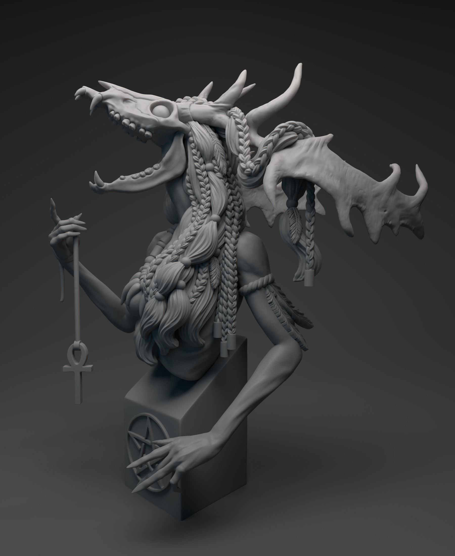 Wendigo bust of demon with wings 3D model 3D printable | CGTrader
