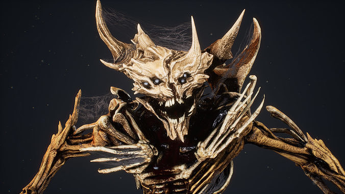 3D model Demon 7 skeleton bone creature VR / AR / low-poly rigged ...