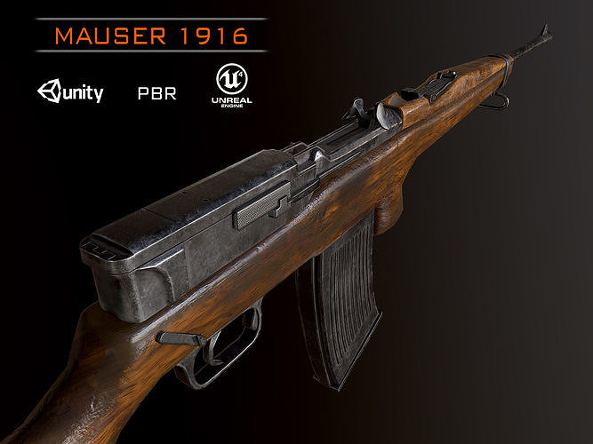 3D model Mauser 1916 WW2 German Rifle PBR VR / AR / low-poly | CGTrader