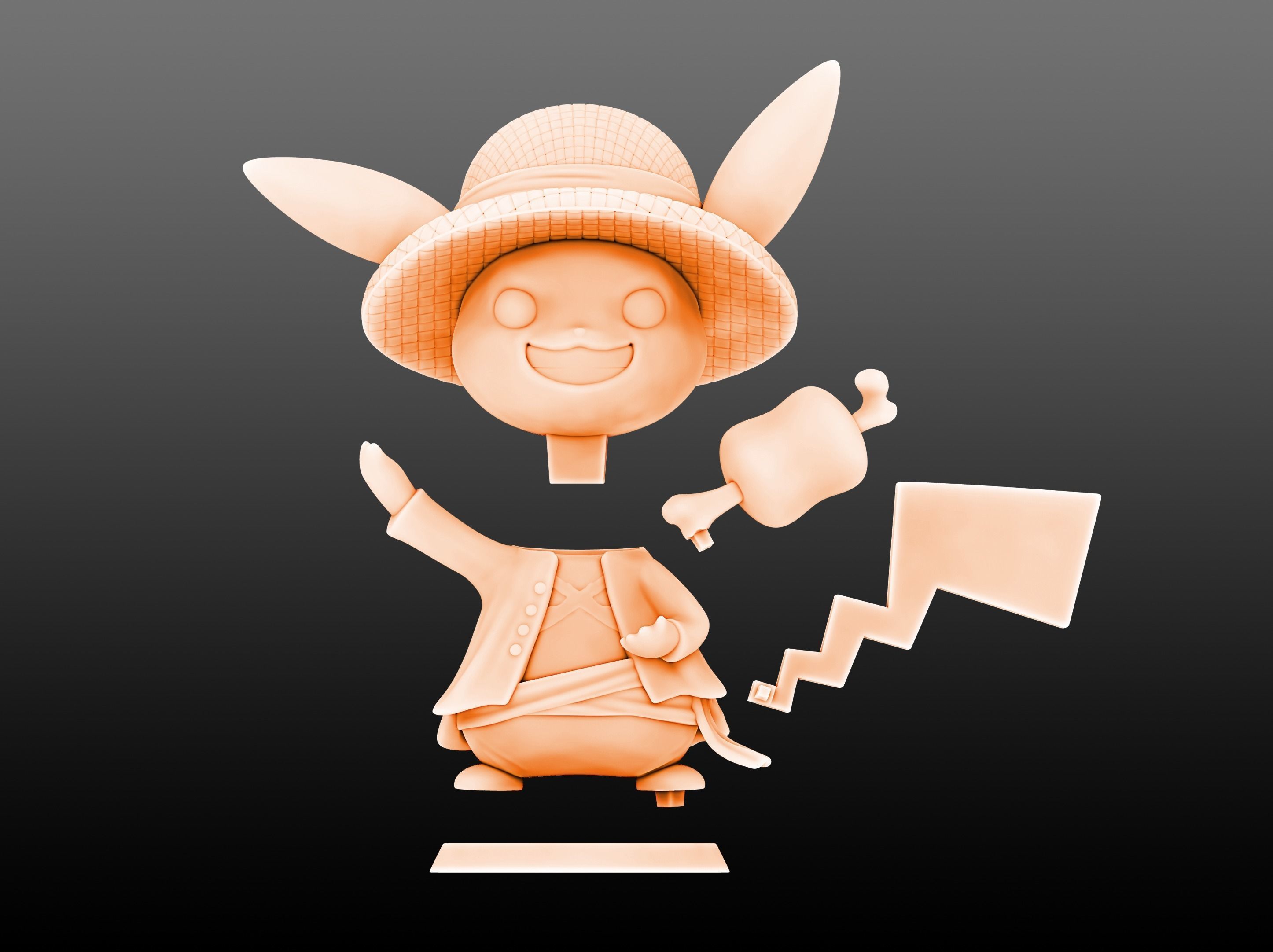 Pikachu Luffy Cosplay 3D model 3D printable | CGTrader