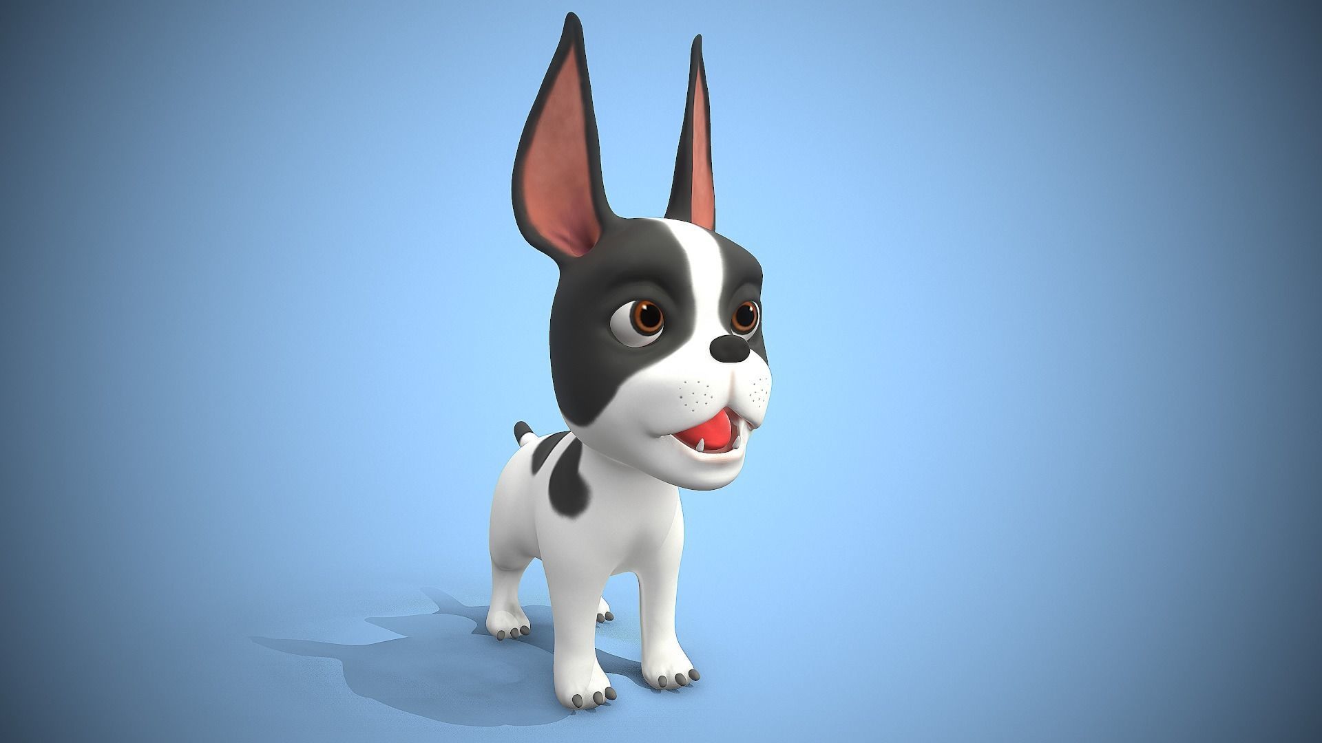 3D model cartoon frenchie puppy VR / AR / low-poly rigged animated ...