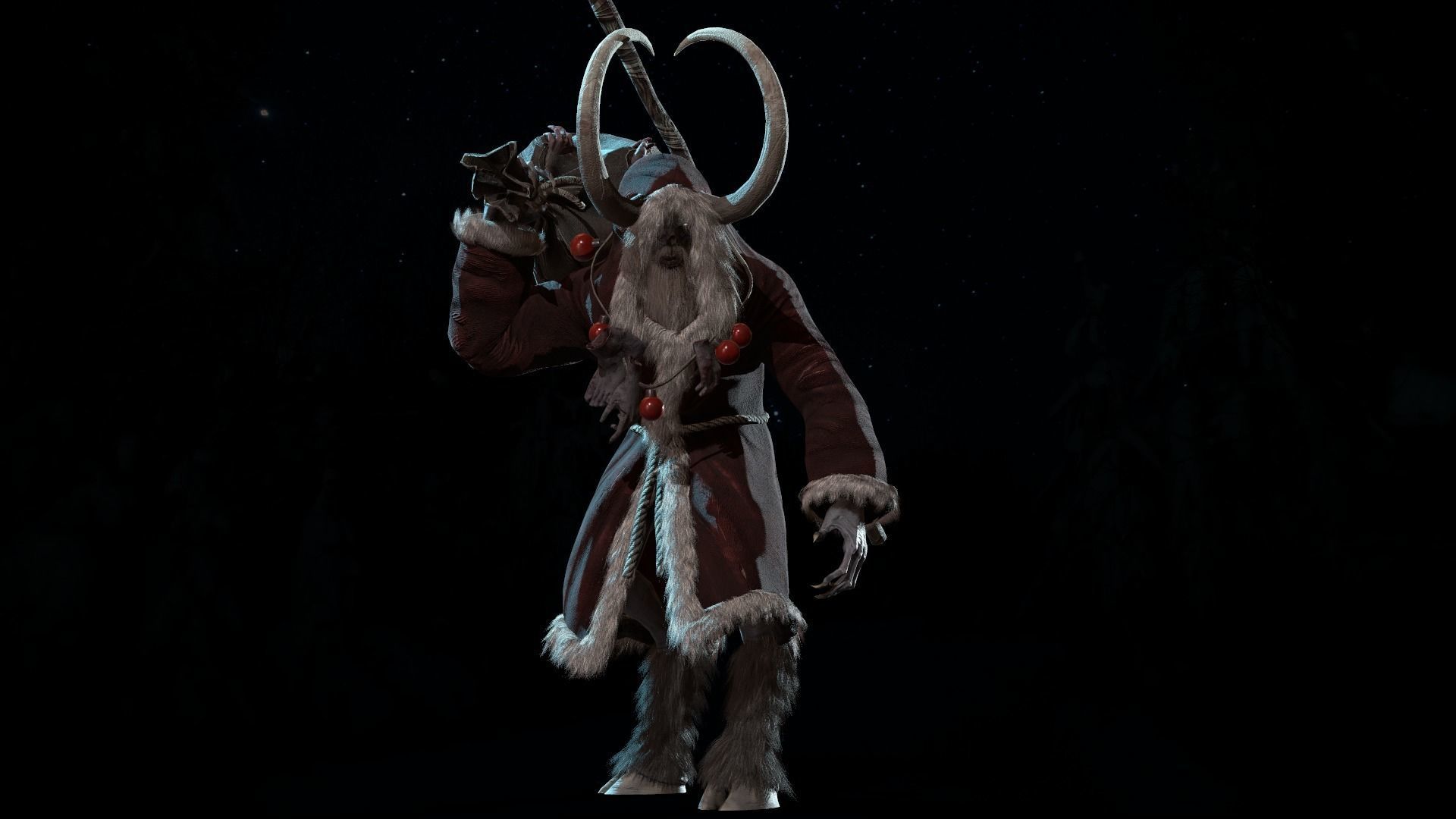 3D model Krampus character with horns and bag VR / AR / low-poly rigged ...
