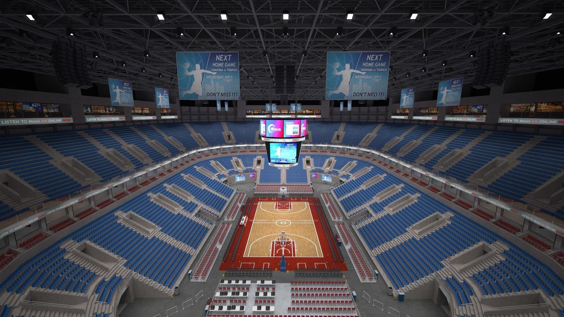 3D model Basketball arena - interior - low poly VR / AR / low-poly ...
