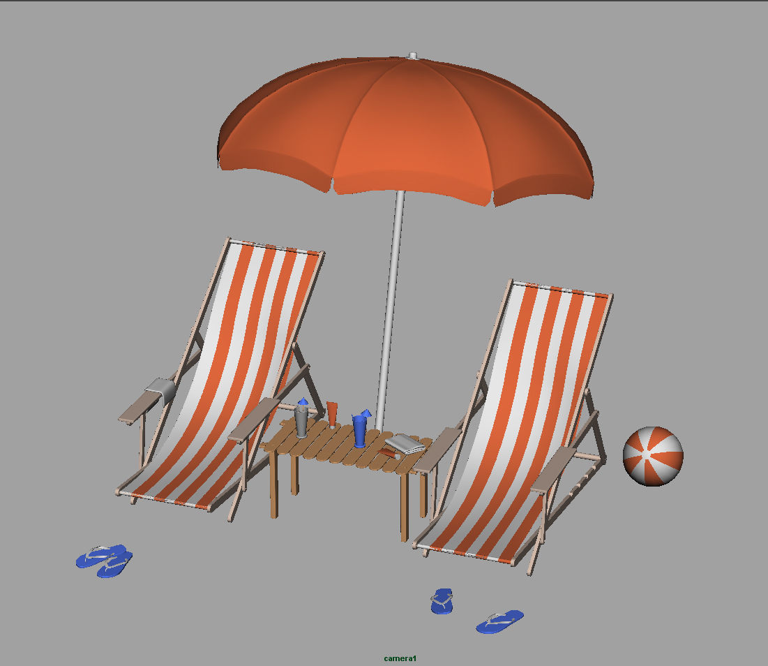 Beach Chairs and items 3D model | CGTrader