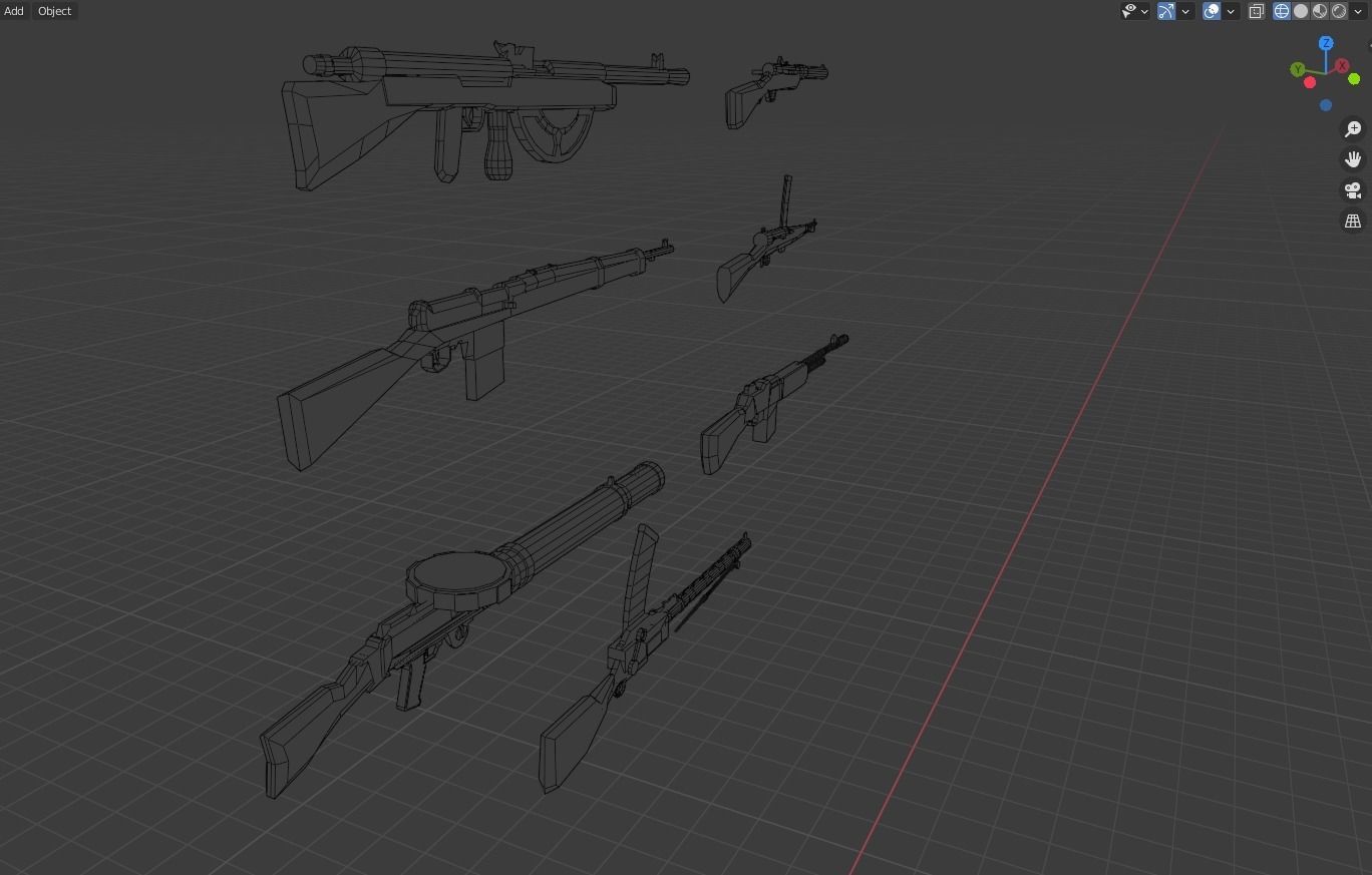 3D model Low poly ww1 guns gameready VR / AR / low-poly | CGTrader