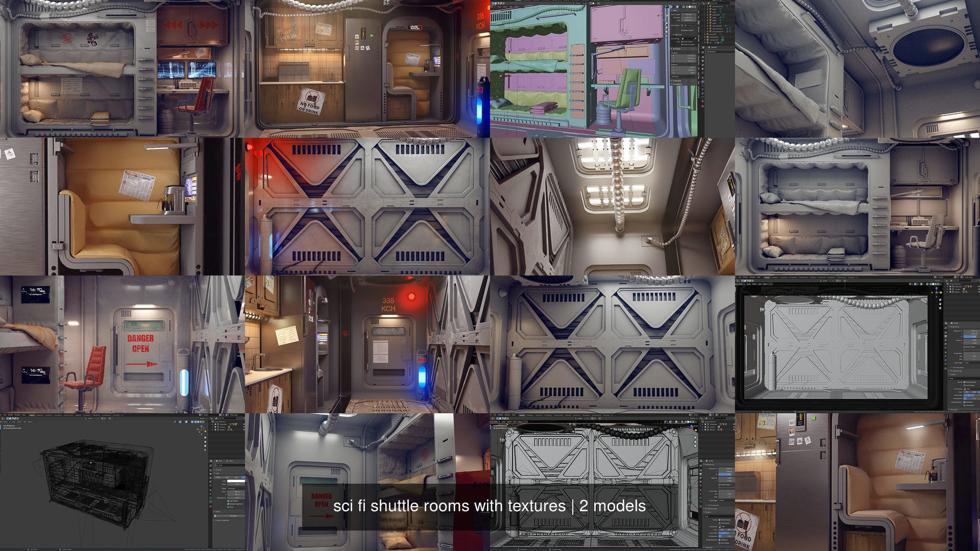 sci-fi shuttle rooms with textures 3D Model Collection | CGTrader