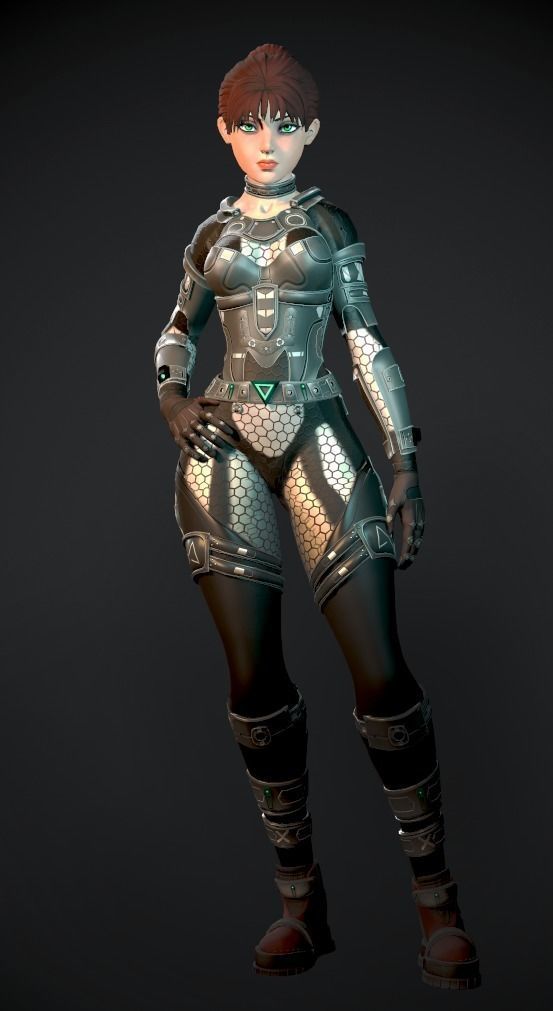 3D model Anime Sci-fi girl engineer low-poly VR / AR / low-poly | CGTrader