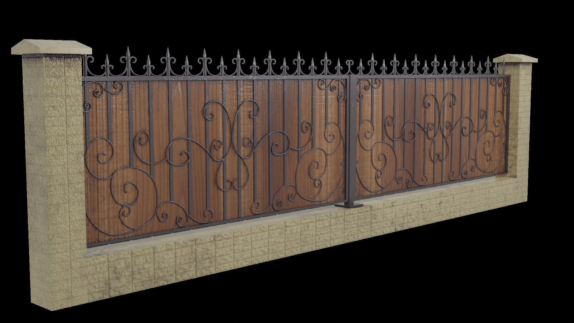 Wrought iron fence 3D model | CGTrader