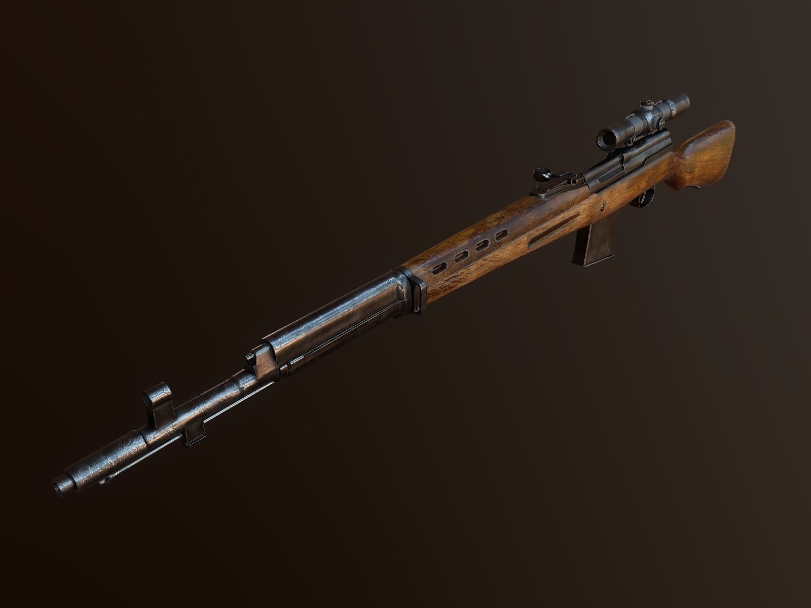 3D model Tokarev SVT sniper rifle Low-poly 3D model VR / AR / low-poly ...