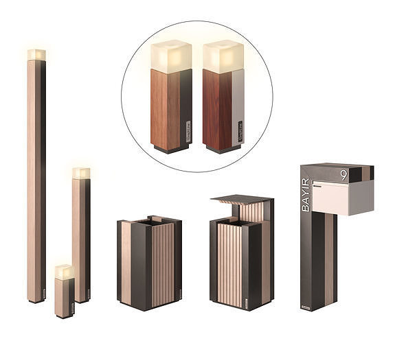 Letterbox - Litter bin - Lights - Set 4 3D model | CGTrader