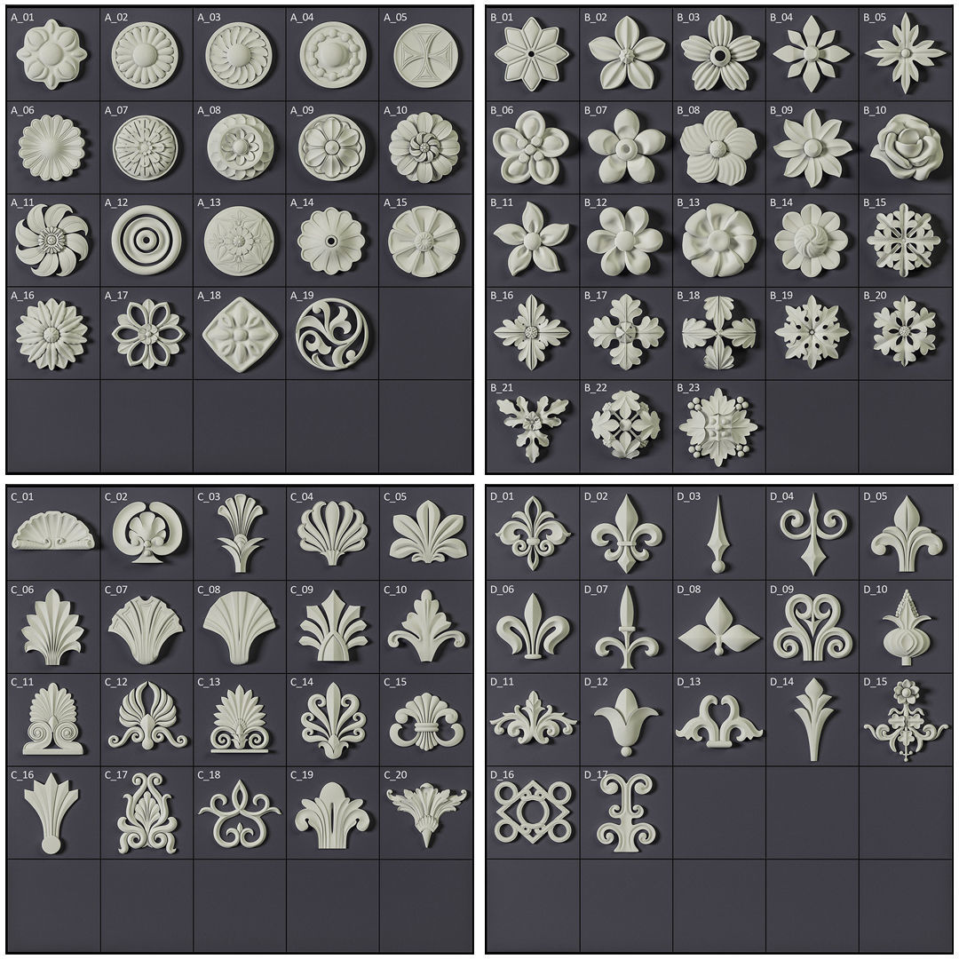 150 Plaster Decor 3D model MAX OBJ 3DS FBX PDF