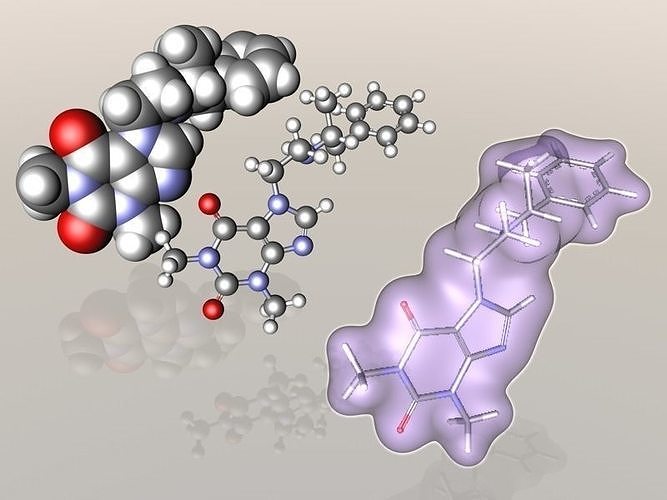 Fenethylline molecule 3D model | CGTrader