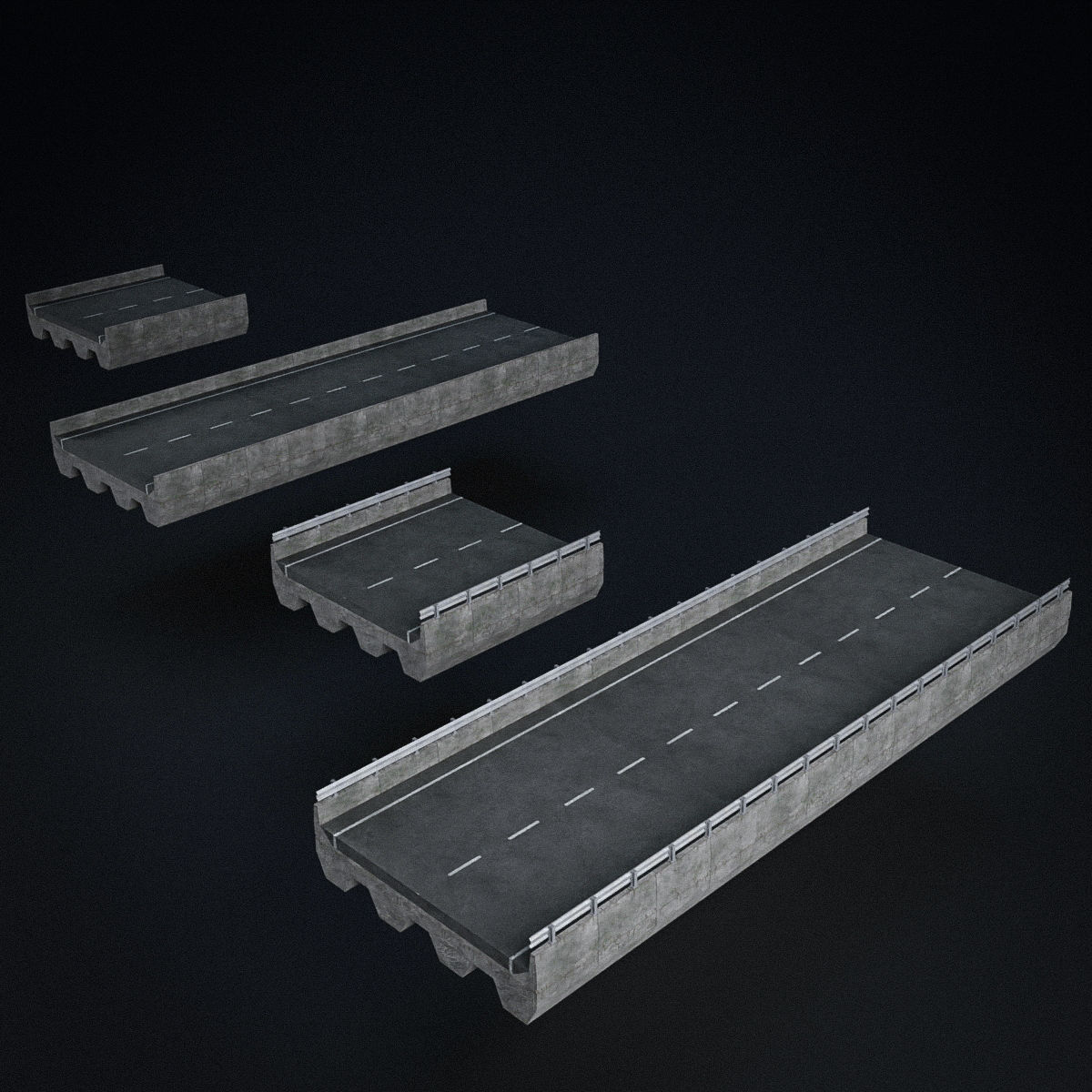 3D model HIGHWAY AND ROAD SET ESSENTIAL PACK VR / AR / low-poly | CGTrader