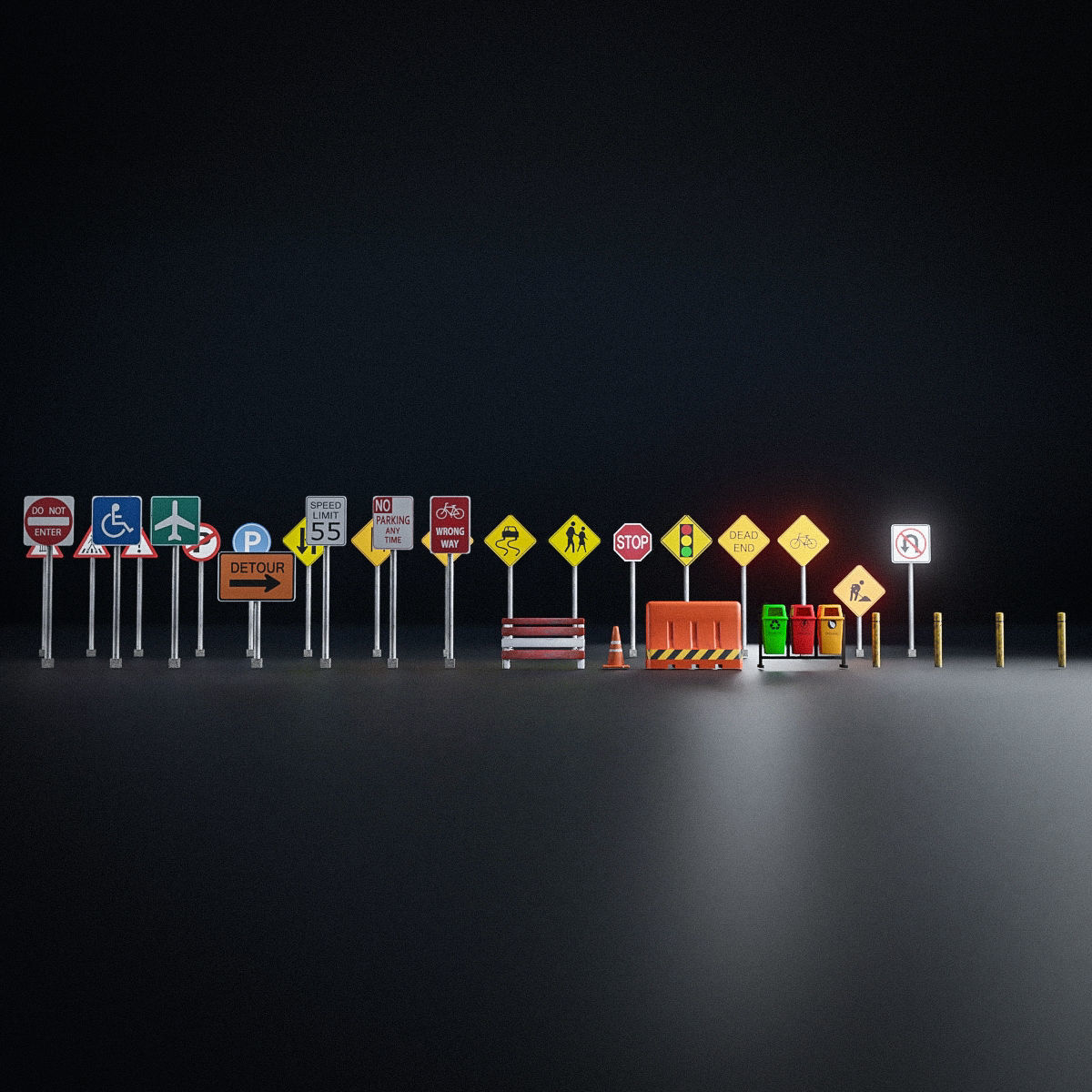 3D model HIGHWAY AND ROAD SET ESSENTIAL PACK VR / AR / low-poly | CGTrader