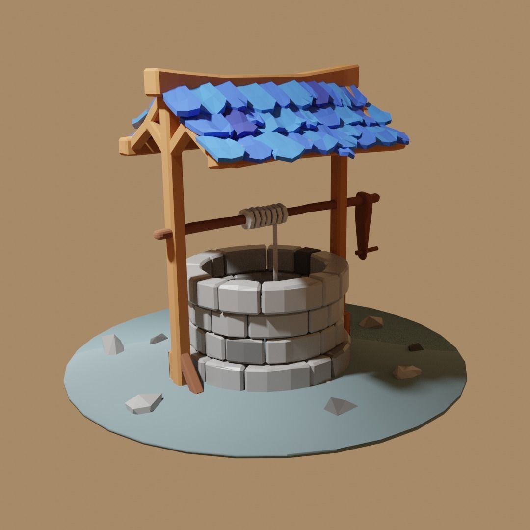 lowpoly well water with tiles free VR / AR / low-poly 3D model | CGTrader