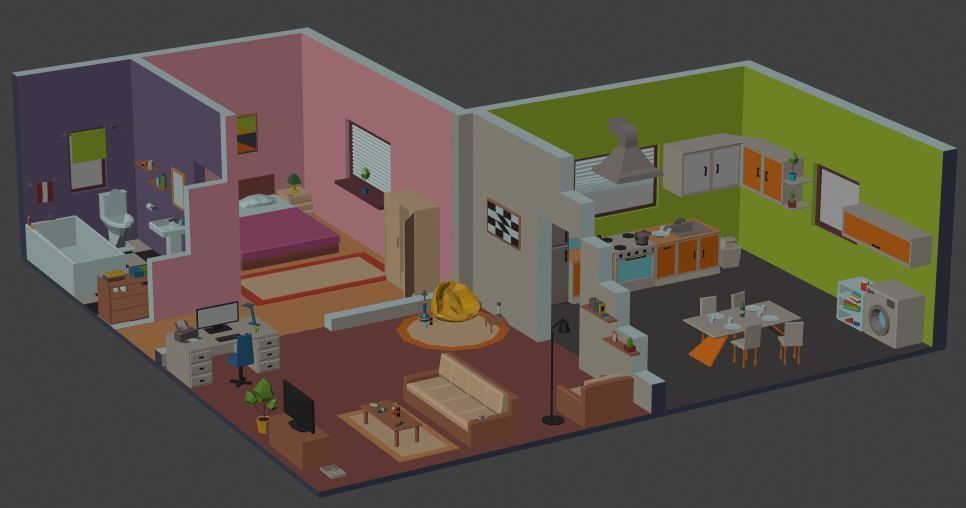 3D model Isometric low poly house VR / AR / low-poly | CGTrader