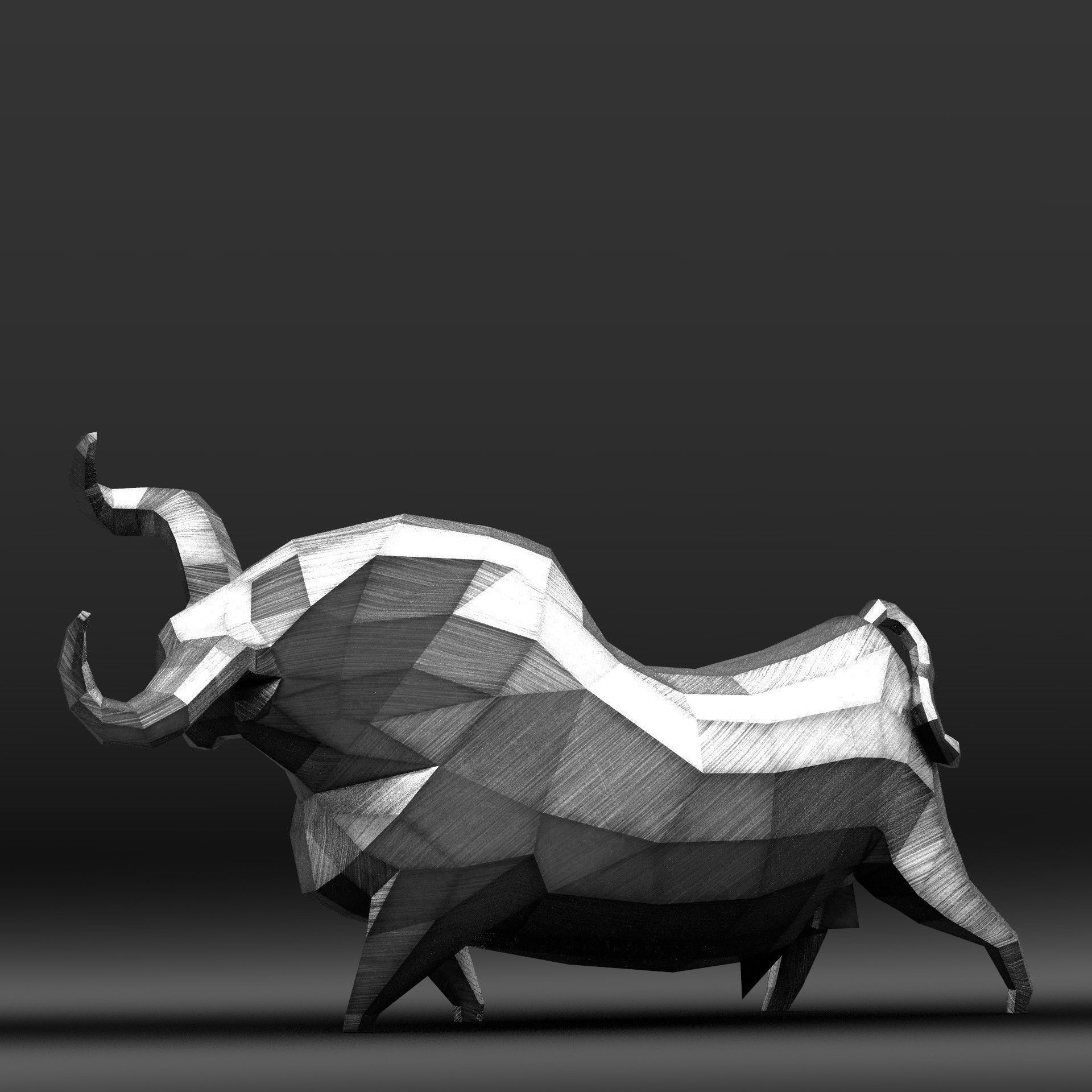3D model Geometric metal white bull figurine VR / AR / low-poly | CGTrader