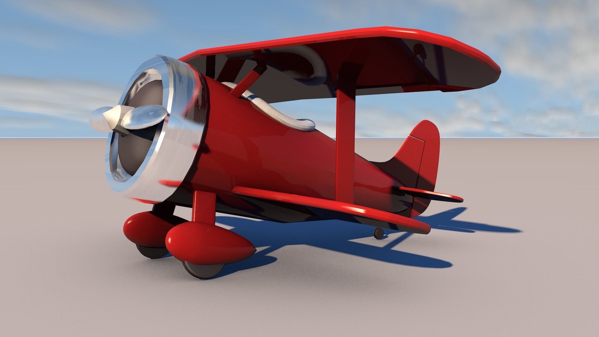 3D model Tiny Cartoon Biplane model VR / AR / low-poly | CGTrader