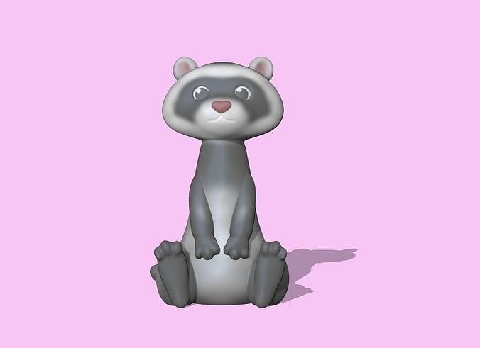 Cute Ferret 3D model 3D printable | CGTrader