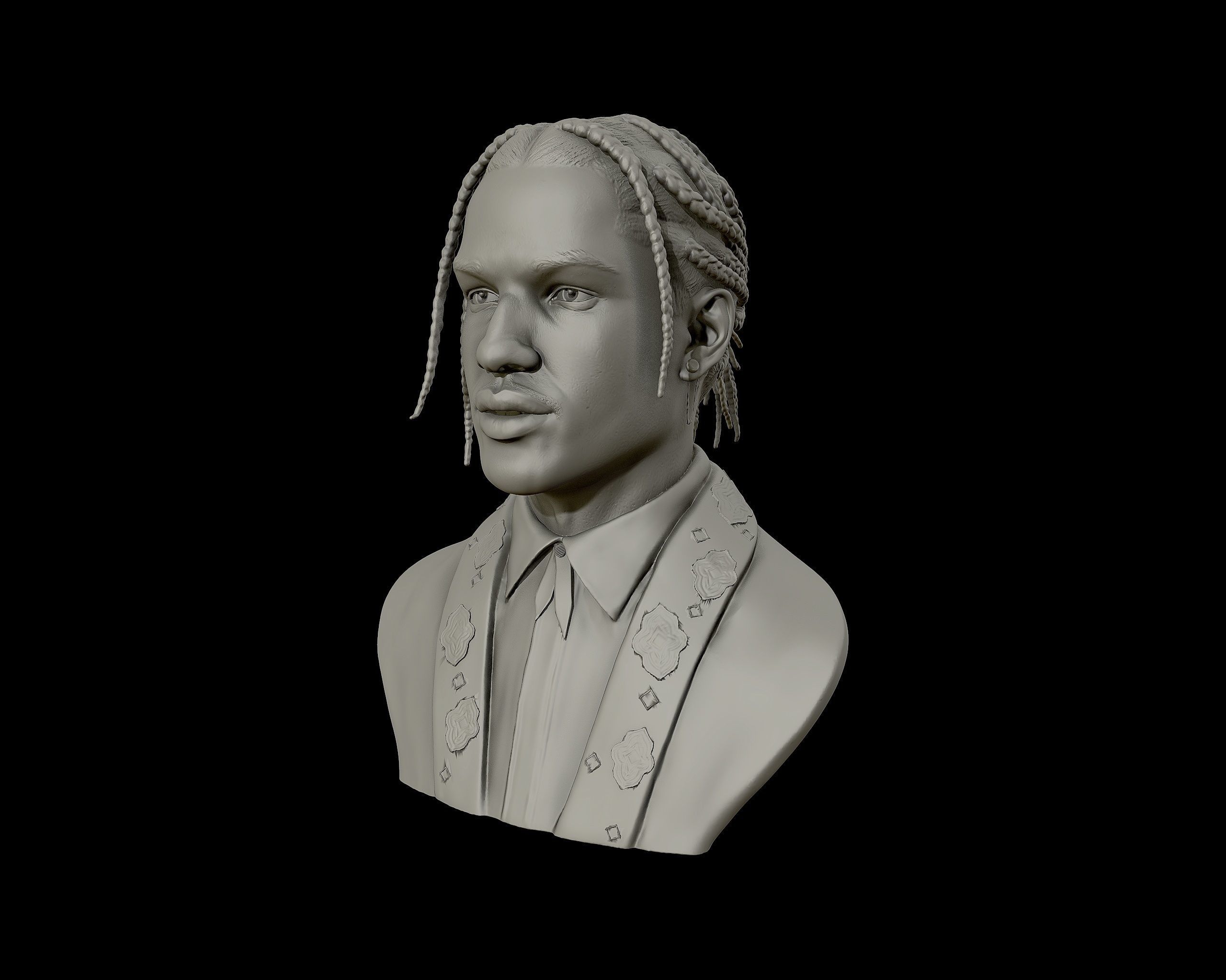 ASAP Rocky Portrait sculpture 3D model 3D printable | CGTrader