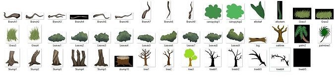 2D Tree Kit 1 by ZINKZONK 44 images 3D model | CGTrader