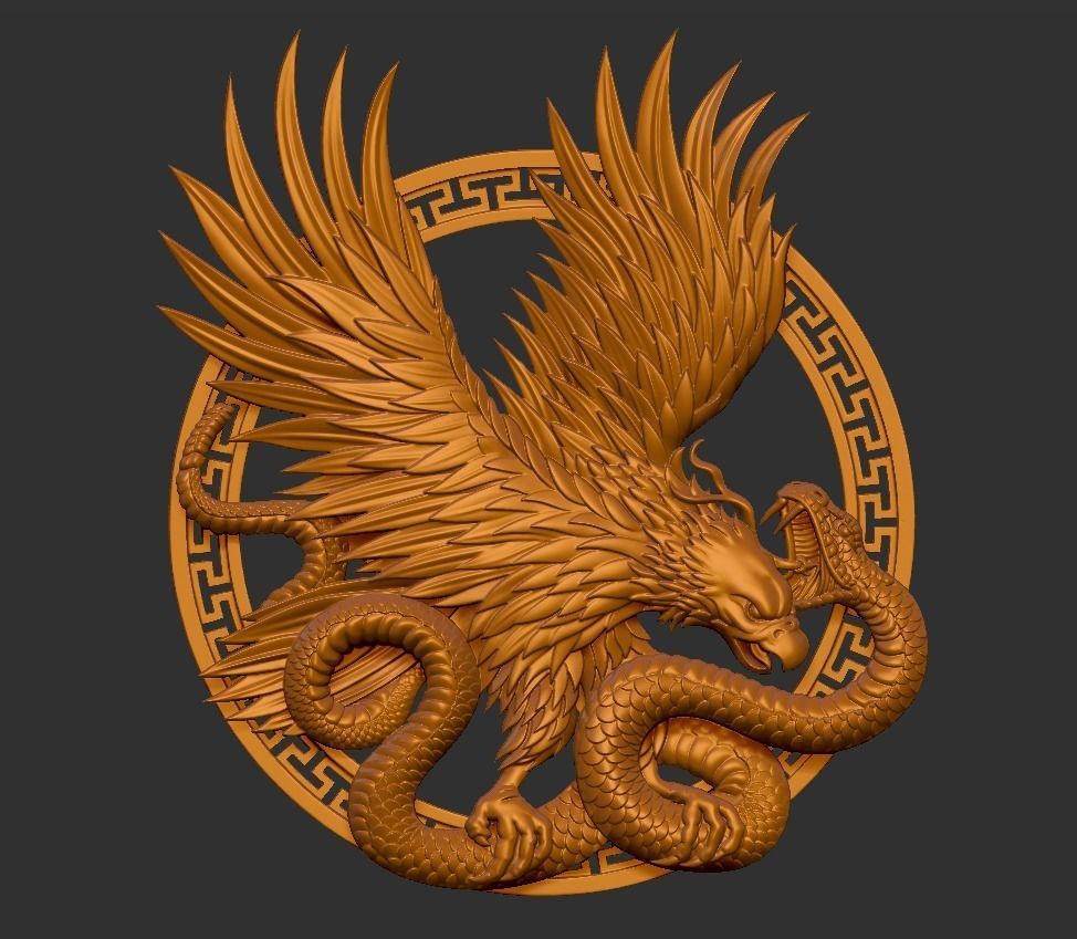 eagle fighting snake 3D model 3D printable | CGTrader