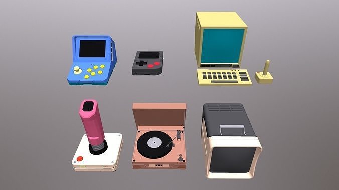 6 Retro Game Icons 3D model | CGTrader