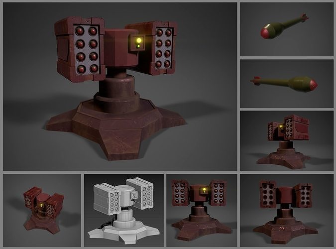 3D model Simple missile turret VR / AR / low-poly | CGTrader