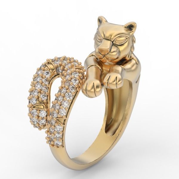 Tiger Ring Silver Gold Print 3D model 3D printable | CGTrader