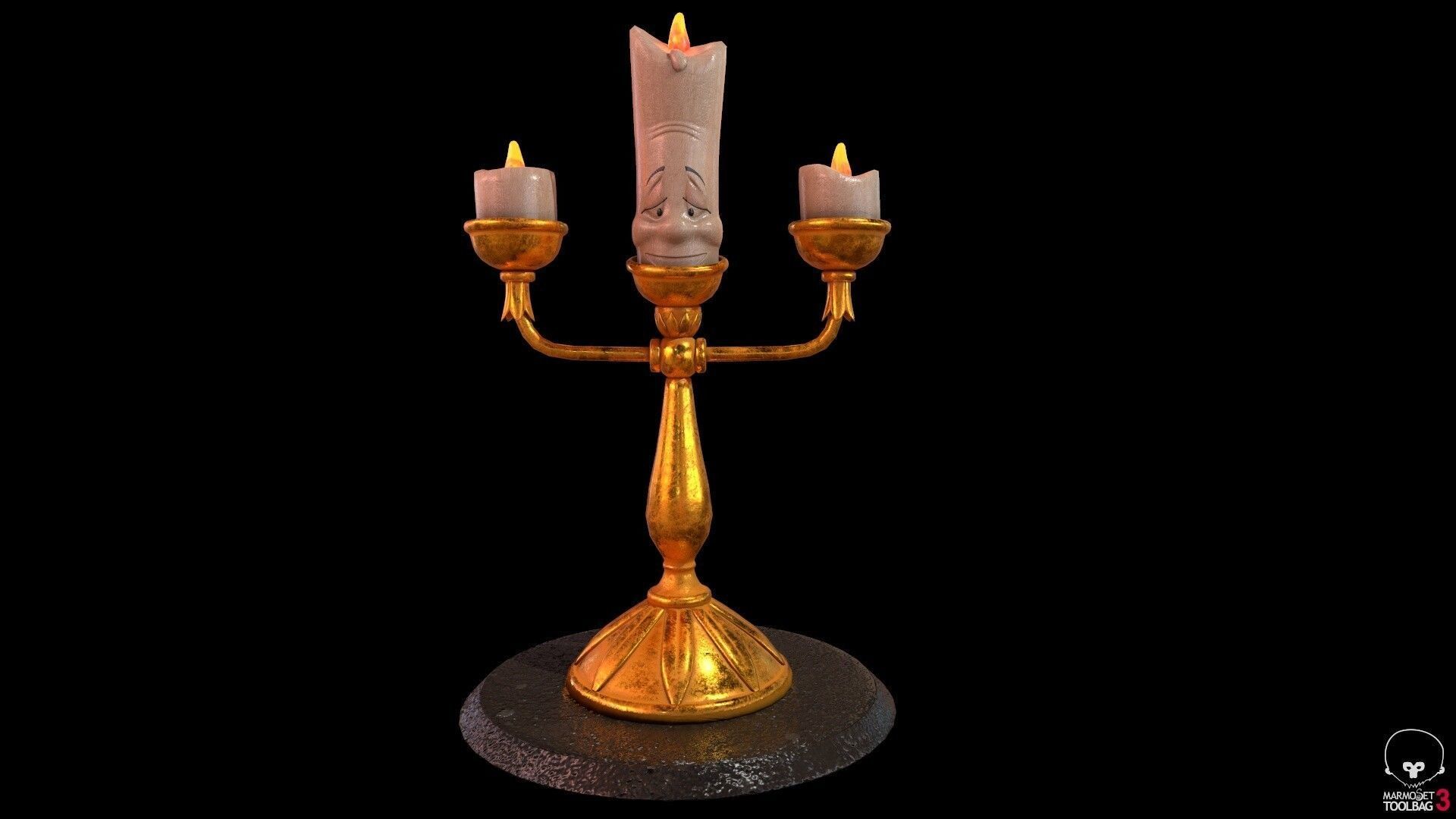 Lumiere 3D Model golden candlestick 3D model | CGTrader