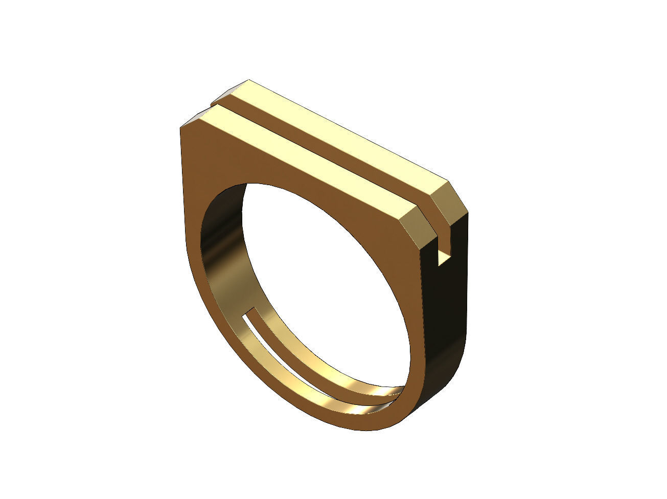2 Bar flat top rectangular signet ring 3D model 3D printable | CGTrader